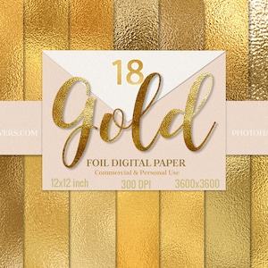 Digital Scrapbook Paper Gold Foil, Gold Foil Print, Gold Digital Paper ...