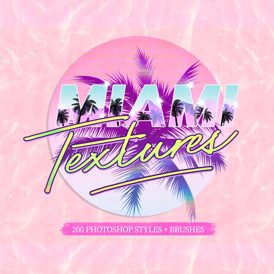 200 Miami Retro Wave Photoshop Styles and Brushes, PSD Instant Download ...