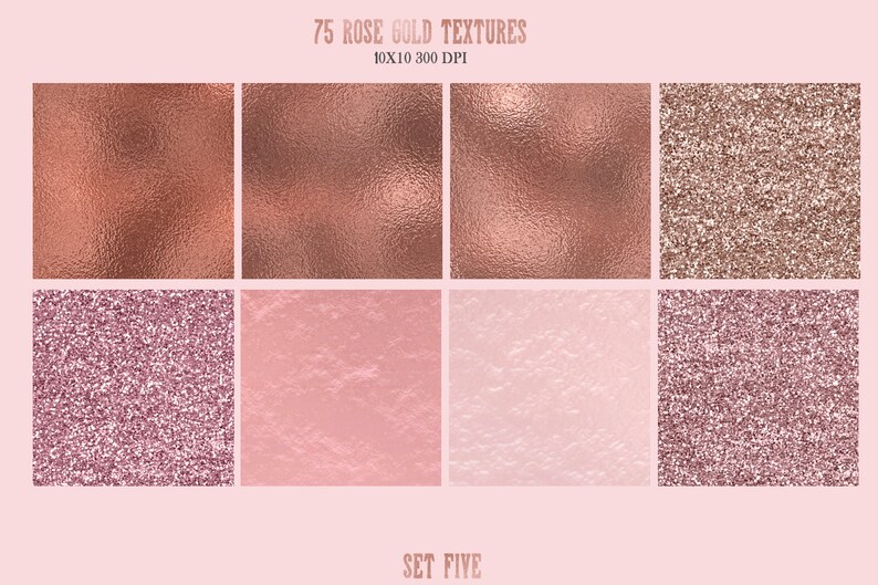 100 Rose Gold Textures, Digital Backgrounds and Brush Kit, Commercial ...