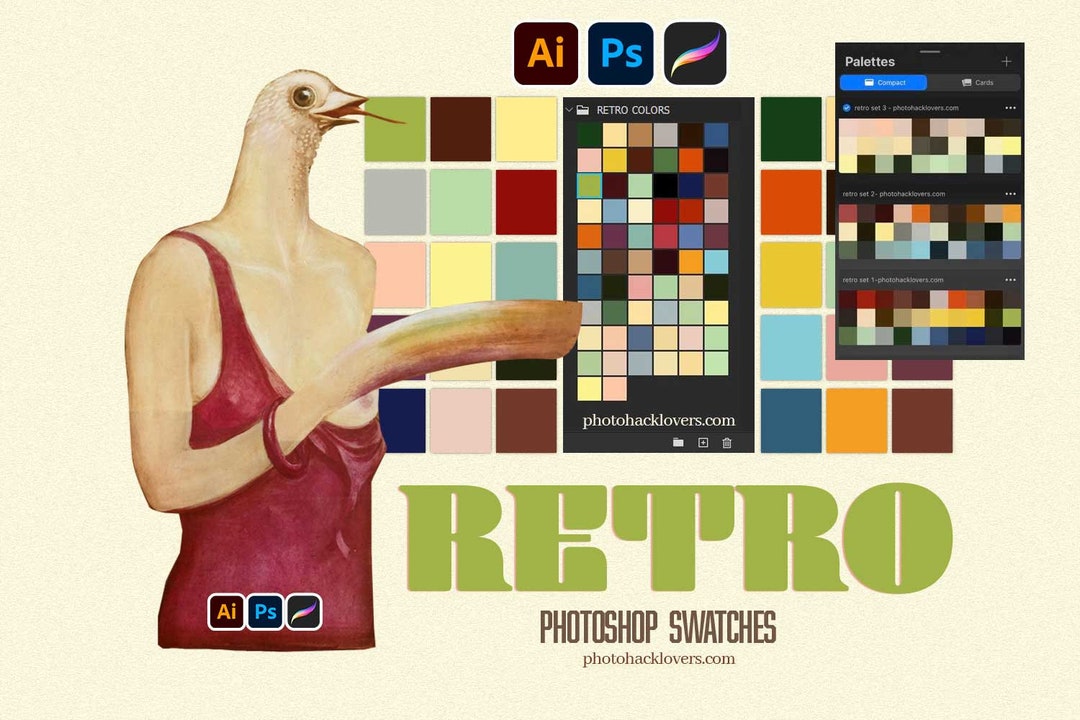 Retro Colorblock - Set of 60 Retro Color Swatches, These Vintage Retro ...