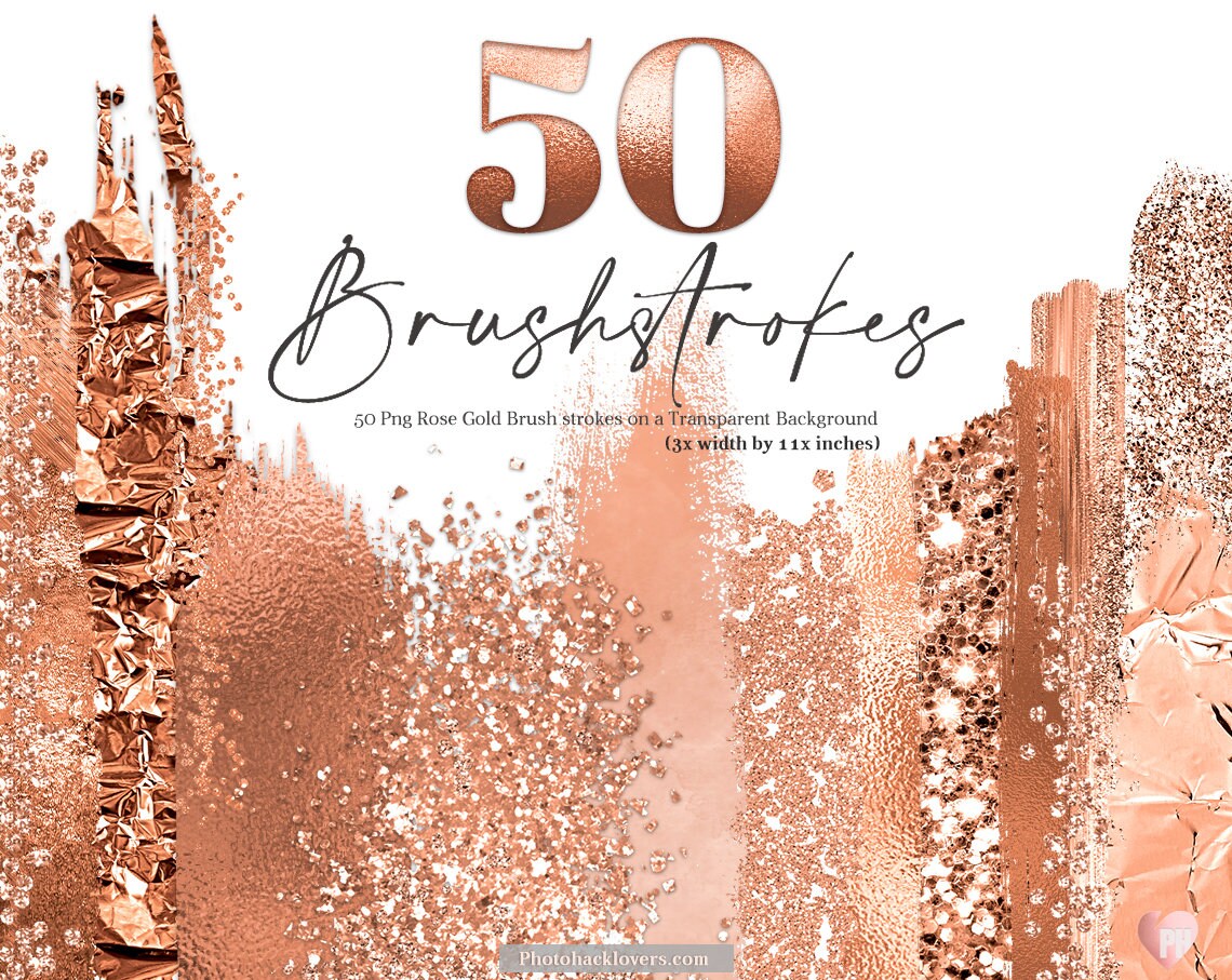 Rose Gold Brush Strokes Clipart Hand Painted Blush - Etsy