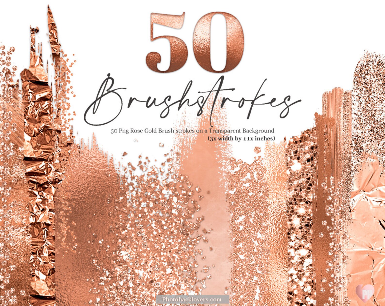 Rose Gold Brush Strokes Clipart Hand Painted Blush | Etsy