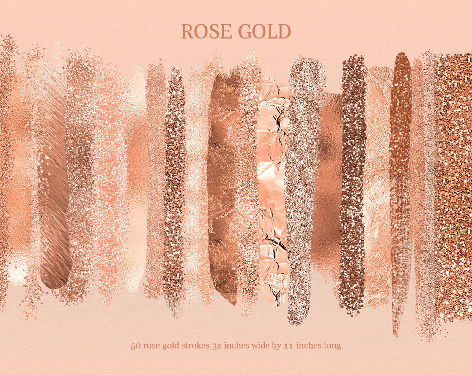 Rose Gold Brush Strokes Clipart Hand Painted Blush - Etsy