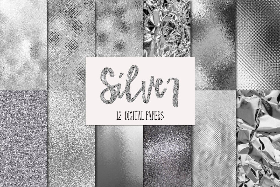SLATE Silver Digital Paper CLIPART Diy Digital Silver Paper Silver ...