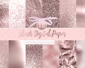 Rose Gold Foil Digital Paper Pack Metallic Glitter - Etsy