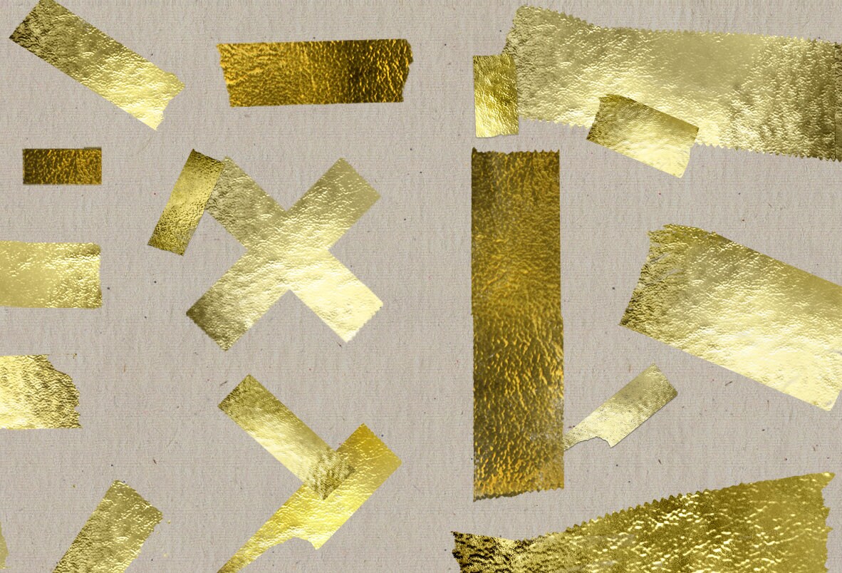 Brush Stroke Clipart gold Washi Tape Clip Art Gold Foil - Etsy