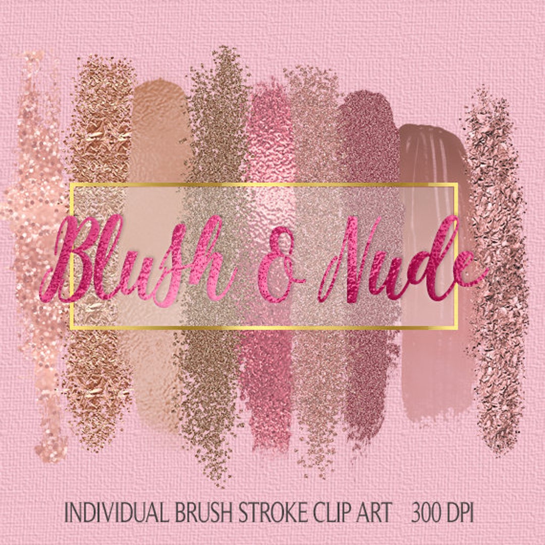 Brush Stroke Clipart, Blush Pink Gold , Brush Strokes, Blush Brush ...