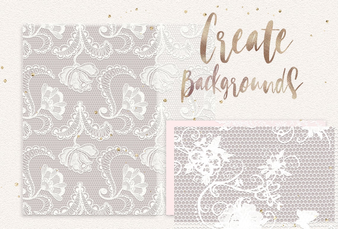 White Lace Overlays Transparent PNG Digital Paper Backgrounds - Etsy