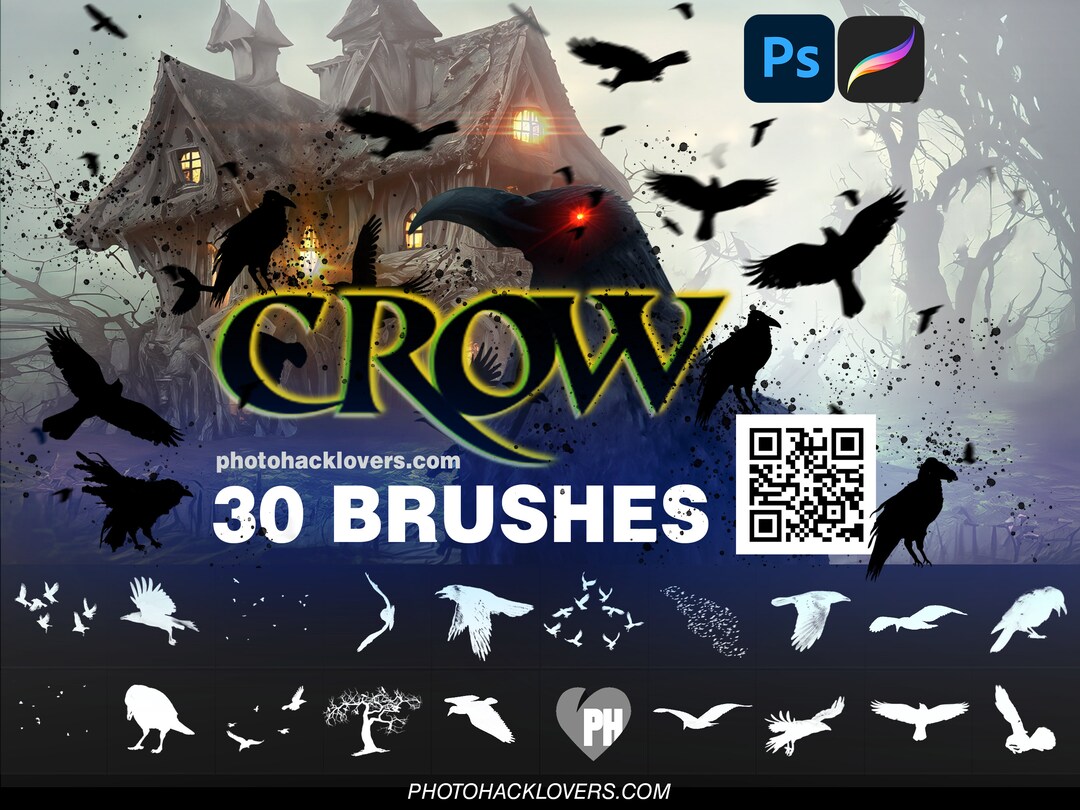 Magical Crow Brush Set: 35 Procreate & Photoshop Brushes With Overlays and Stamps - Etsy