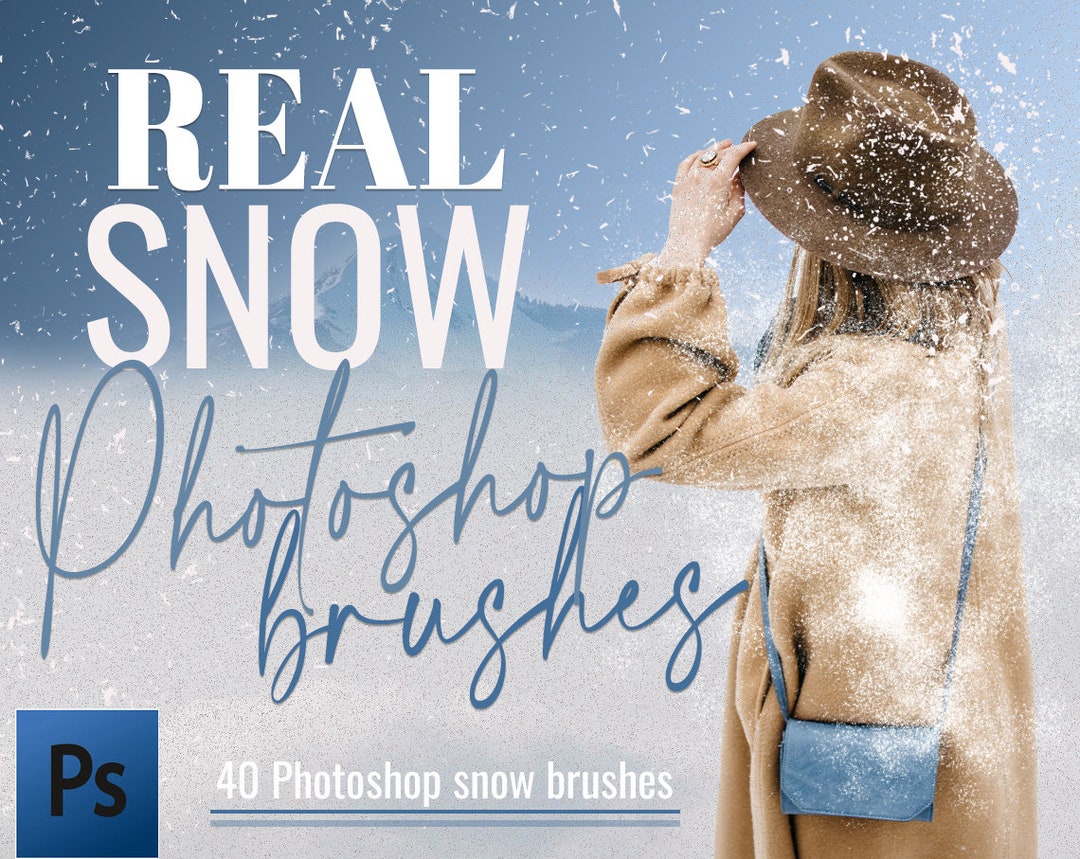 40 Real Snow PHOTOSHOP BRUSHES - ABR Winter Photoshop Brushes ...