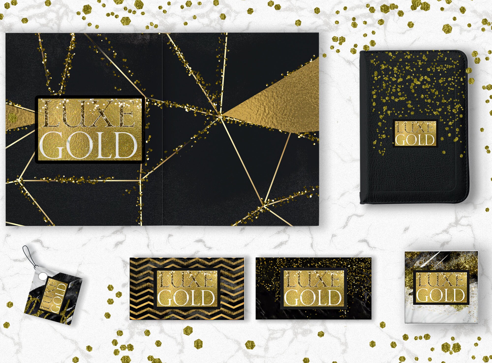 Black Gold Marble Digital Paper Bundle Geometric Abstract | Etsy