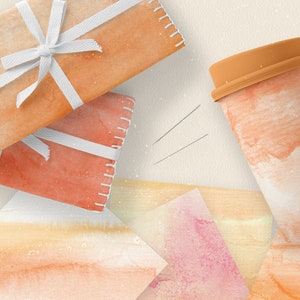 Orange Watercolor Background Digital Paper Pack-mixed Media Abstract ...