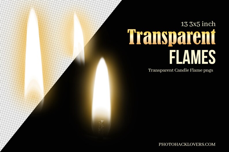 Candle Flame PNG Overlays, Transparent Fire Graphics, Digital Download ...
