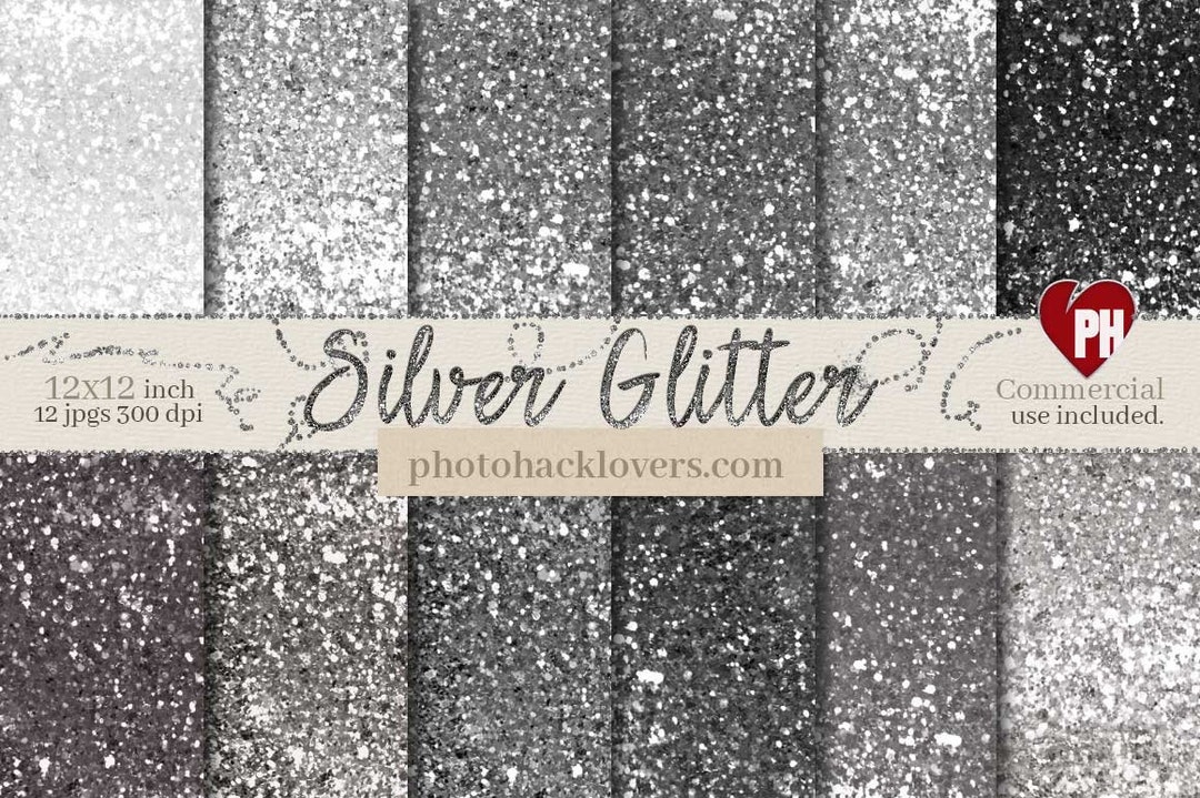 Silver Glitter Digital Paper Scrapbook Backgrounds Craft Paper Pack - Etsy