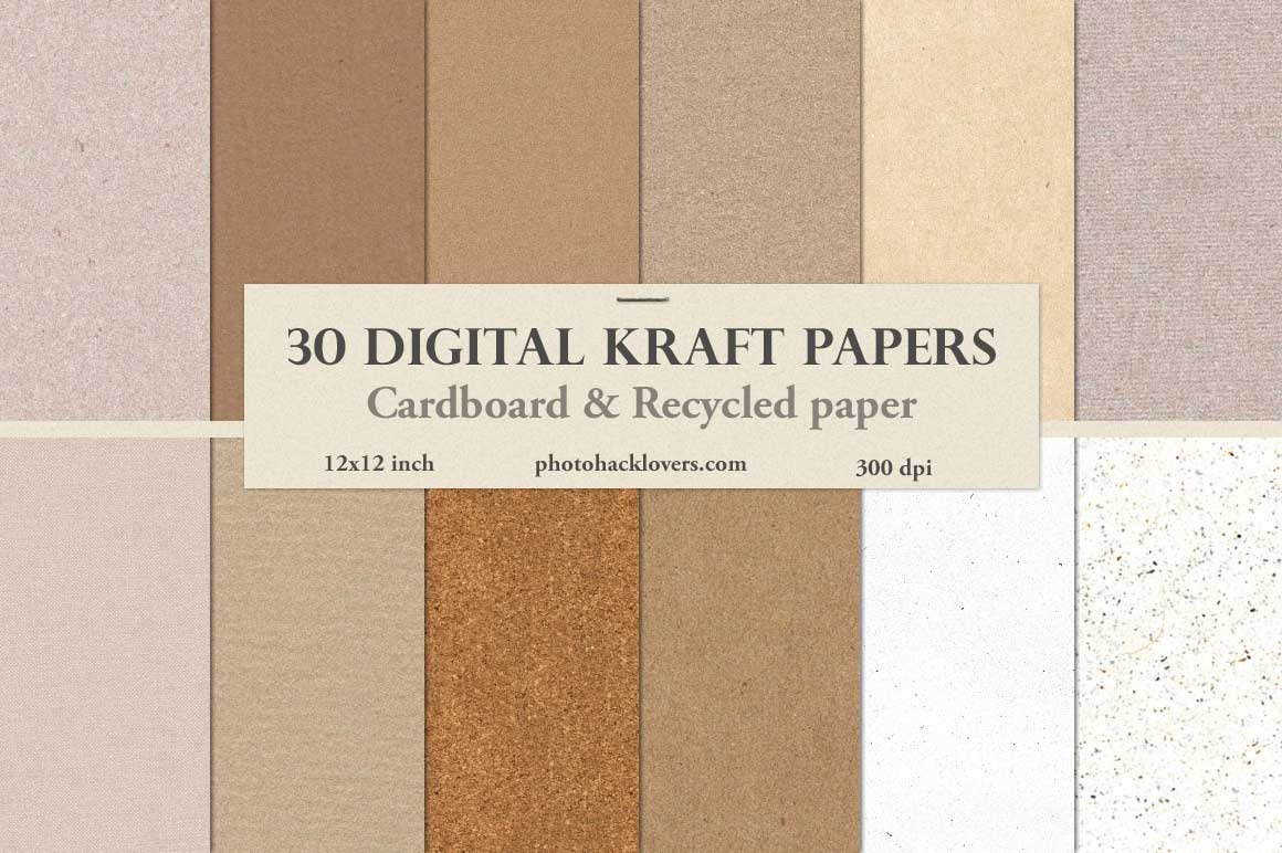 30 Kraft Digital Papers Cardboard Backgrounds-brown Scrapbook - Etsy