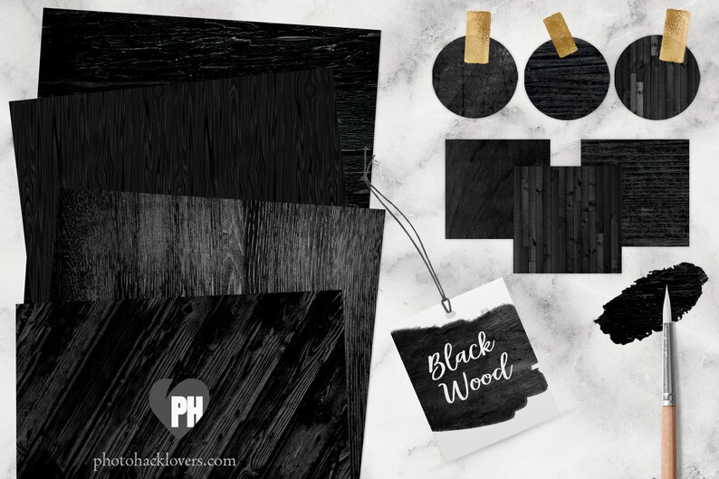 BLACK WOOD digital paper wood Textures Digital Paper pack: | Etsy