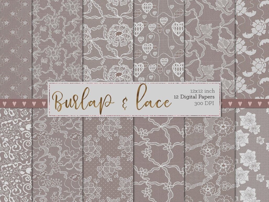 Burlap & Lace Digital Paper Lace Pattern Lace Digital Paper - Etsy