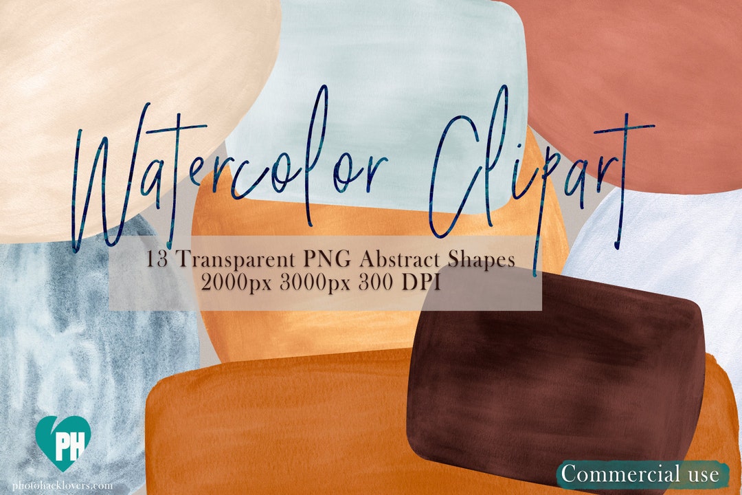 13 WATERCOLOR SHAPES Clipart Vol 2- Abstract Watercolor Clipart Png ...