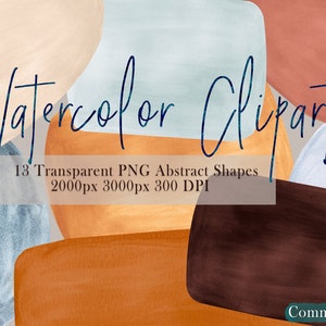 13 WATERCOLOR SHAPES Clipart Vol 2- Abstract Watercolor Clipart Png ...