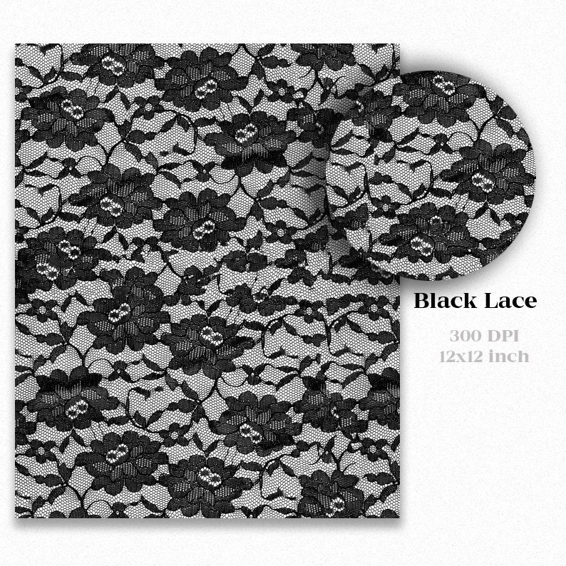 Black Lace DIGITAL PAPER Black and White Digital Paper Wood | Etsy