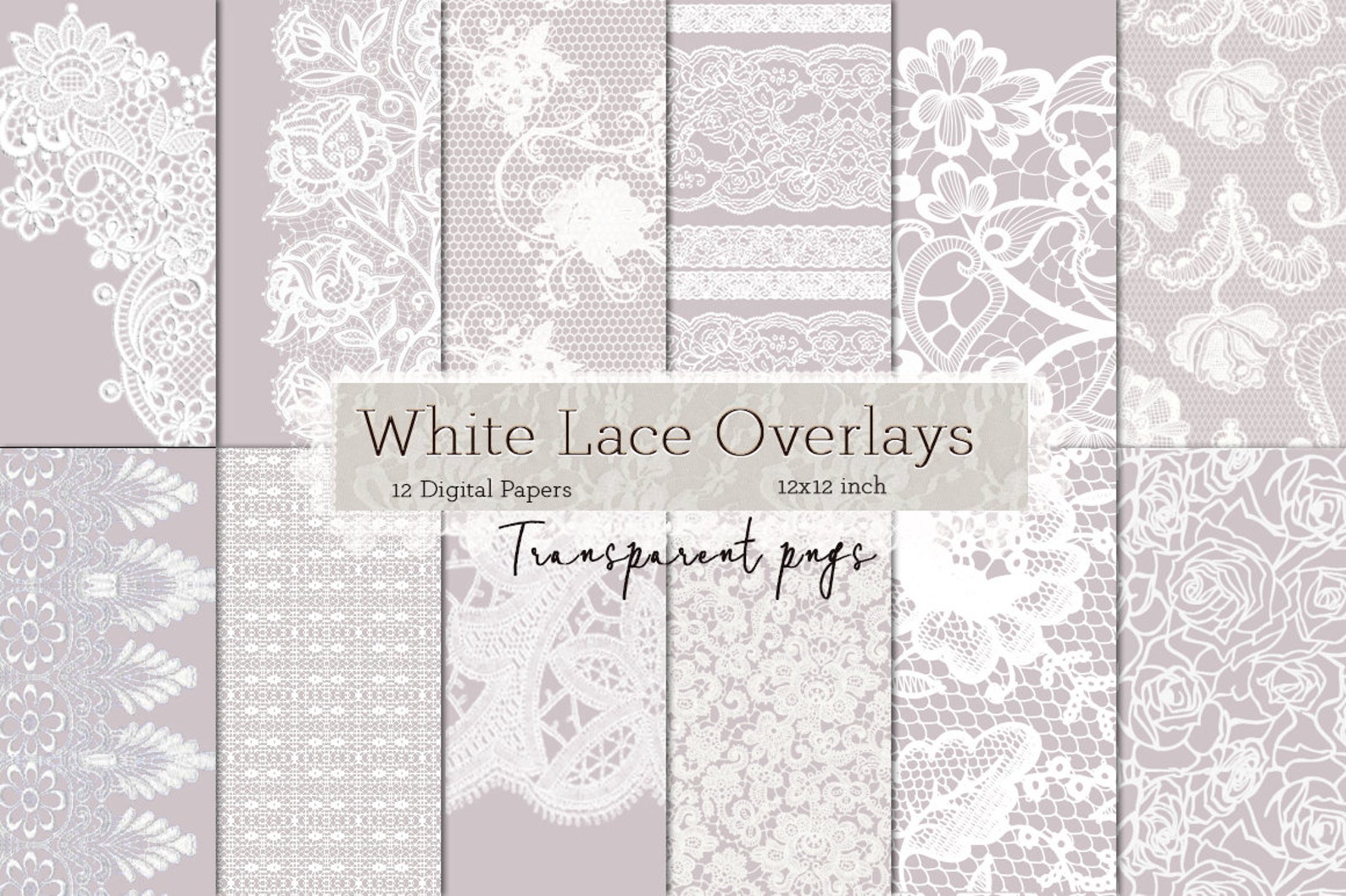 White Lace Overlays Transparent PNG Digital Paper Backgrounds - Etsy