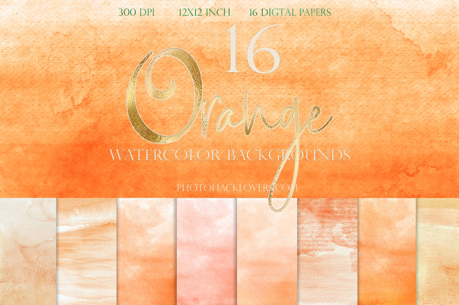 Orange watercolor background Digital Paper pack-mixed media | Etsy