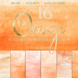 Orange Watercolor Background Digital Paper Pack-mixed Media Abstract ...