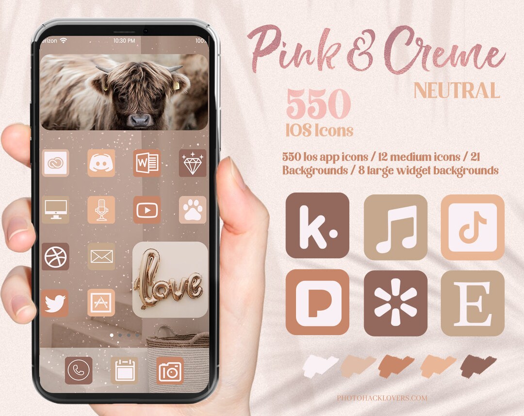 Neutral App IOS Icons, 550 Pink Crème Themed, Ios-app-icons - Etsy
