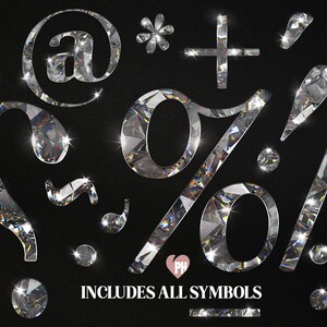 Diamond Alphabet Clipart, Shiny Silver PNG Letters, 90 Digital Files ...