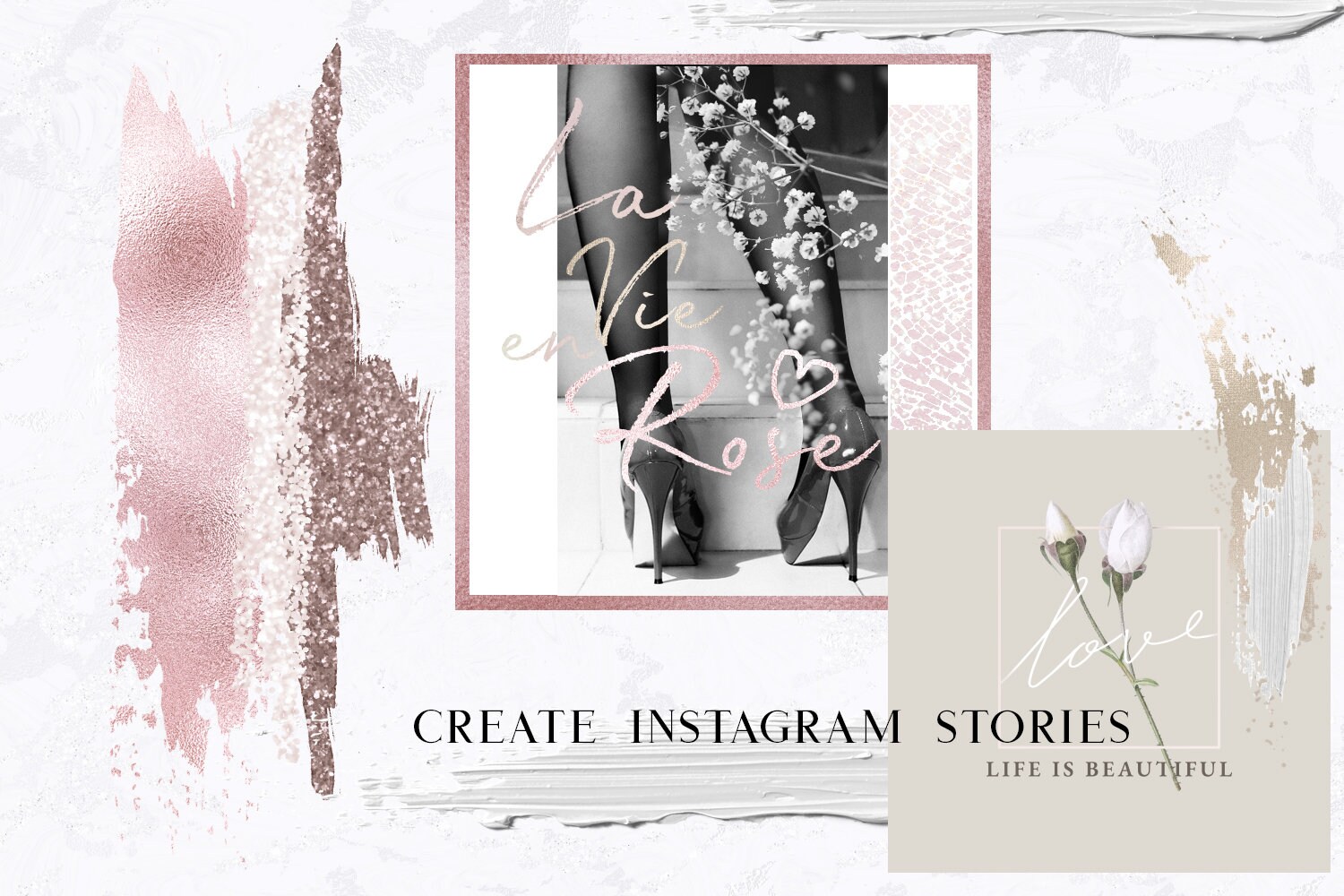 Rose Gold Digital Paper Pink Blush Glitter Digital Papers | Etsy