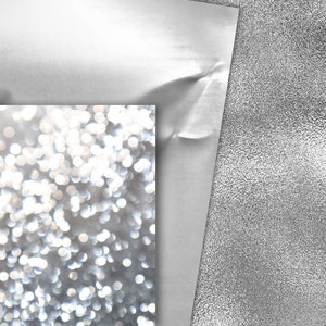 100 Silver Digital Papers: "silver Foil and Glitter Textures" Foil ...