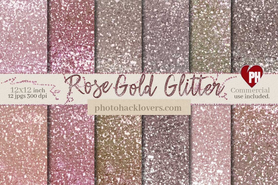 Rose Gold Glitter Digital Paper Pack 12 Metallic Shades Craft Paper - Etsy