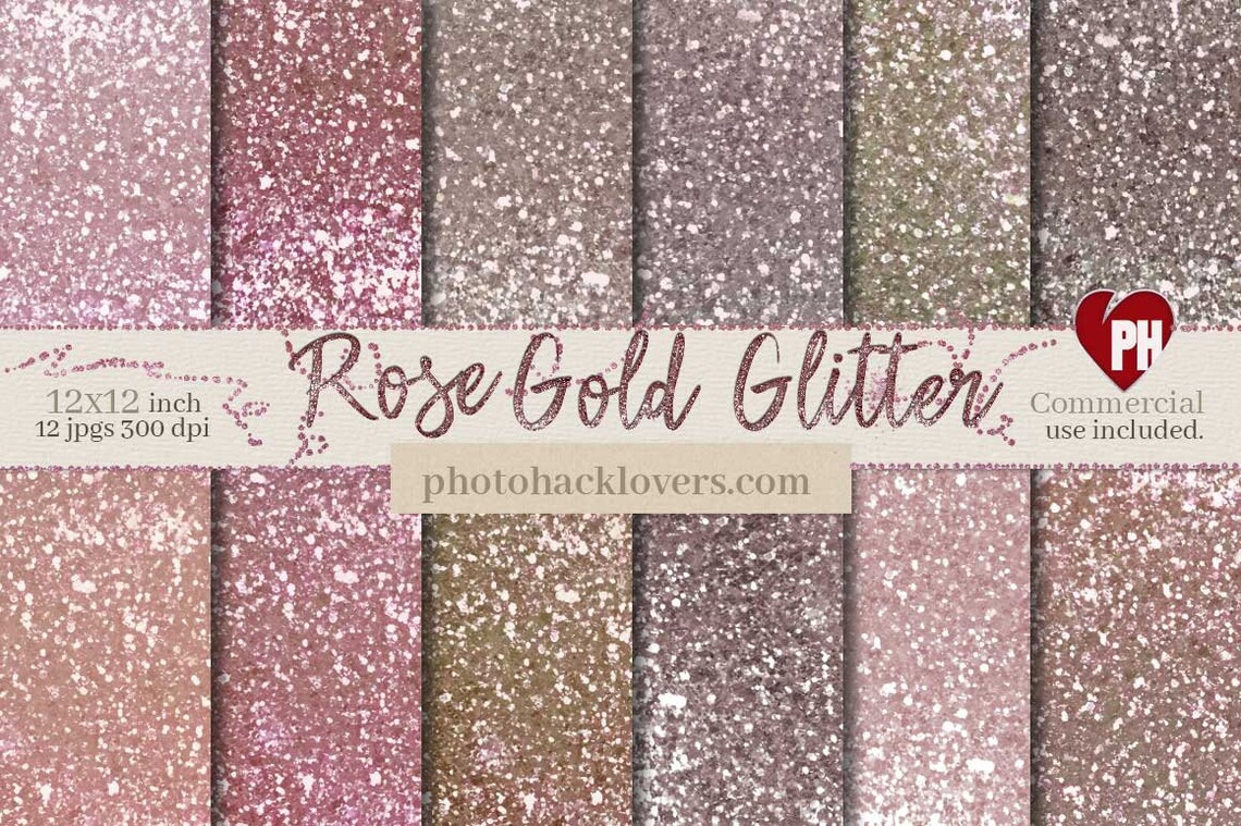 Rose Gold Glitter Digital Paper Pack 12 Metallic Shades Craft Paper - Etsy
