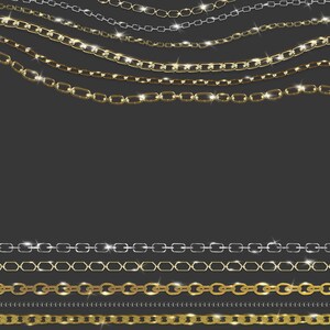 Chain Photoshop Brushes, Gold and Silver Jewelry Styles, Digital ...