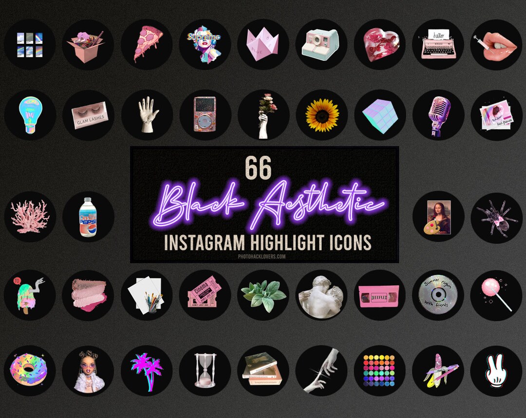 Instagram Icon Aesthetic -black Aesthetic Instagram Highlight Icons ...