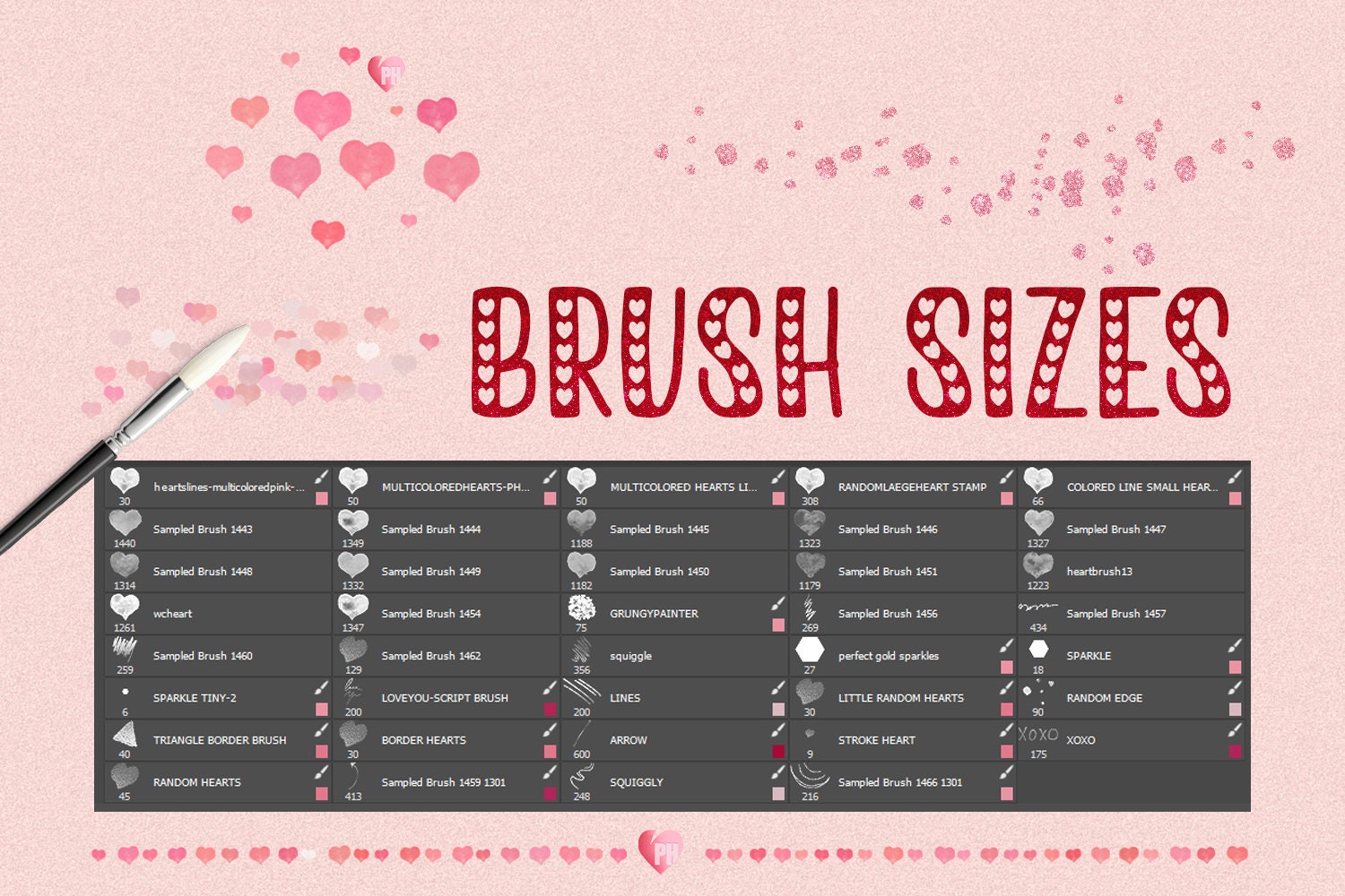 VALENTINE GRAPHICS Bundle Heart PHOTOSHOP Brushes Heart - Etsy