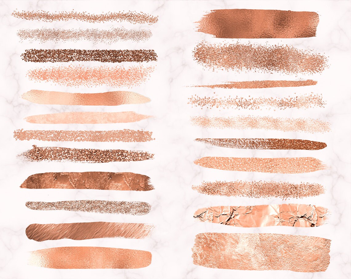 Rose Gold Brush Strokes Clipart Hand Painted Blush - Etsy