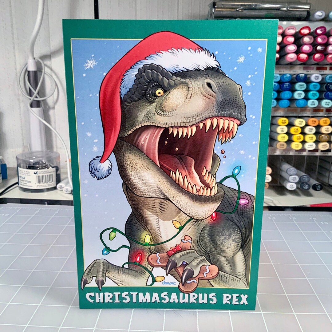 Christmasaurus Rex Christmas Cards (5) - Etsy
