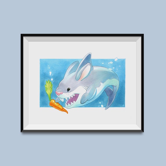 Bunny Shark 8 x 10 Print | Etsy