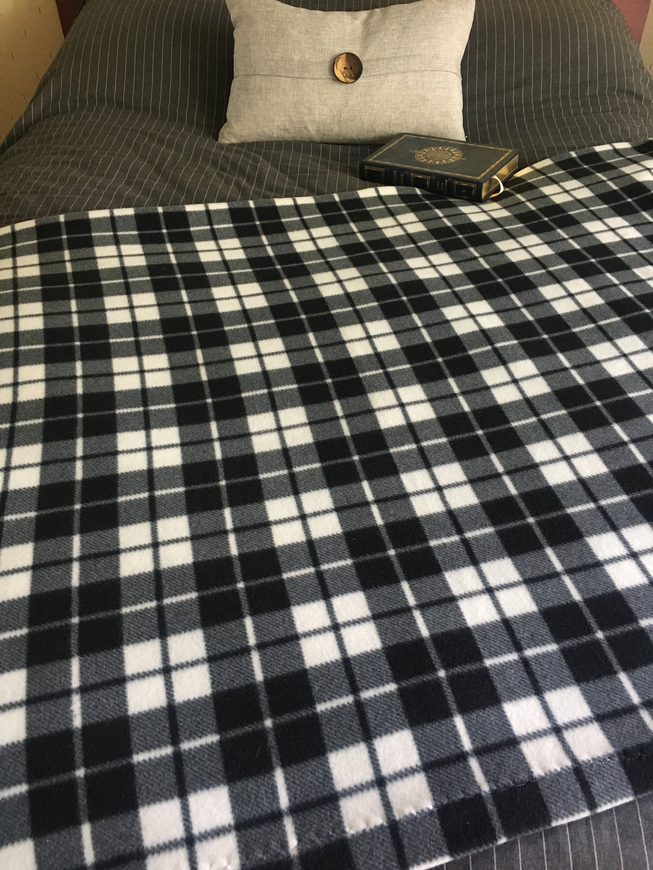 Black White & Grey Plaid Blanket Throw Organic Blanket - Etsy