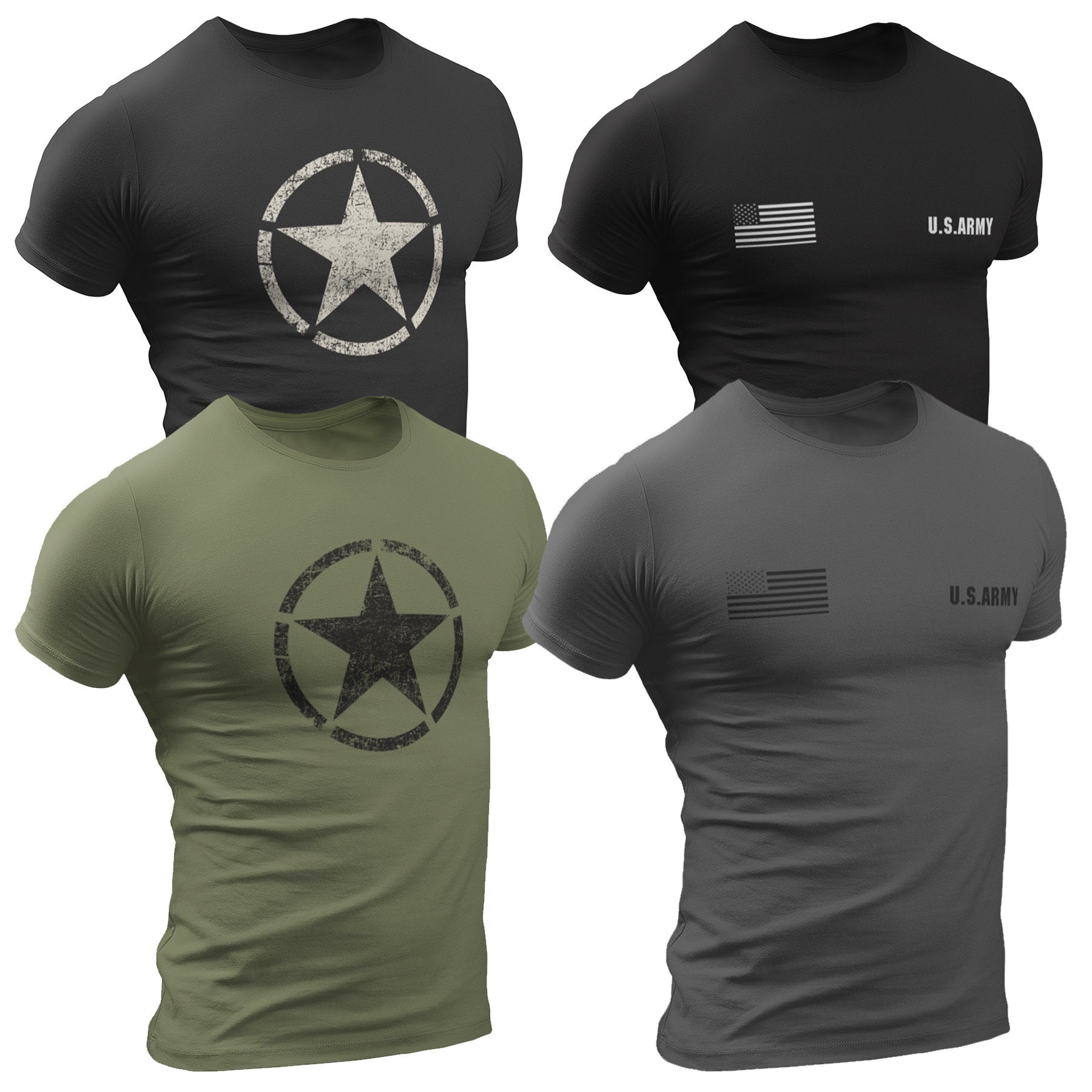 4 Pack Military Army / WW2 Men's T-Shirts | Etsy