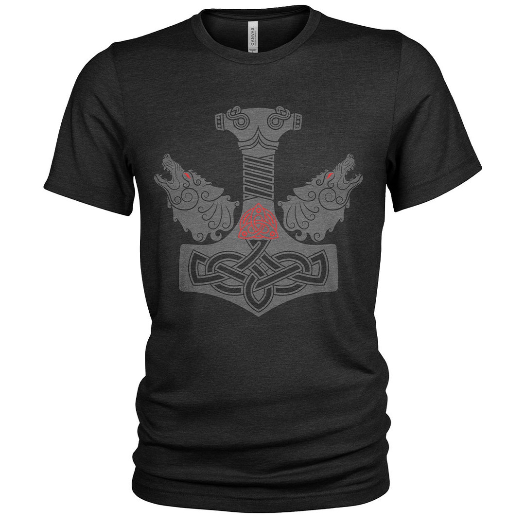 Vikings Mjölnir Freki & Geri Hammer of THOR Men's Organic Cotton T ...