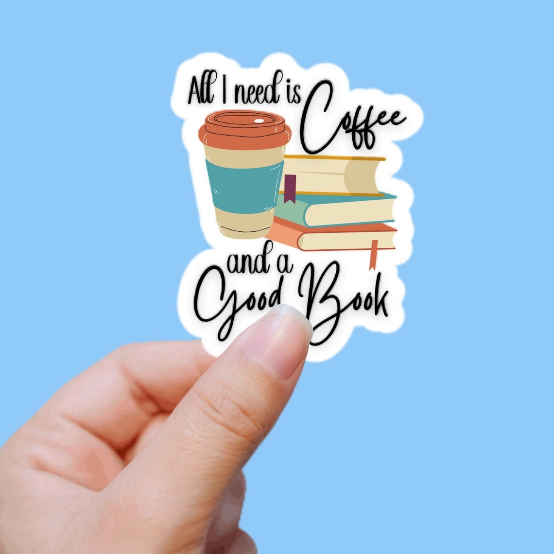 Coffee and Book Sticker - Etsy