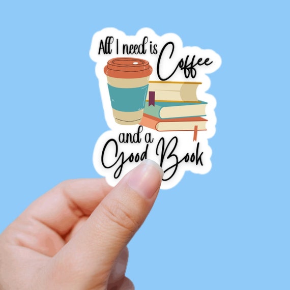 Coffee and Book Sticker | Etsy