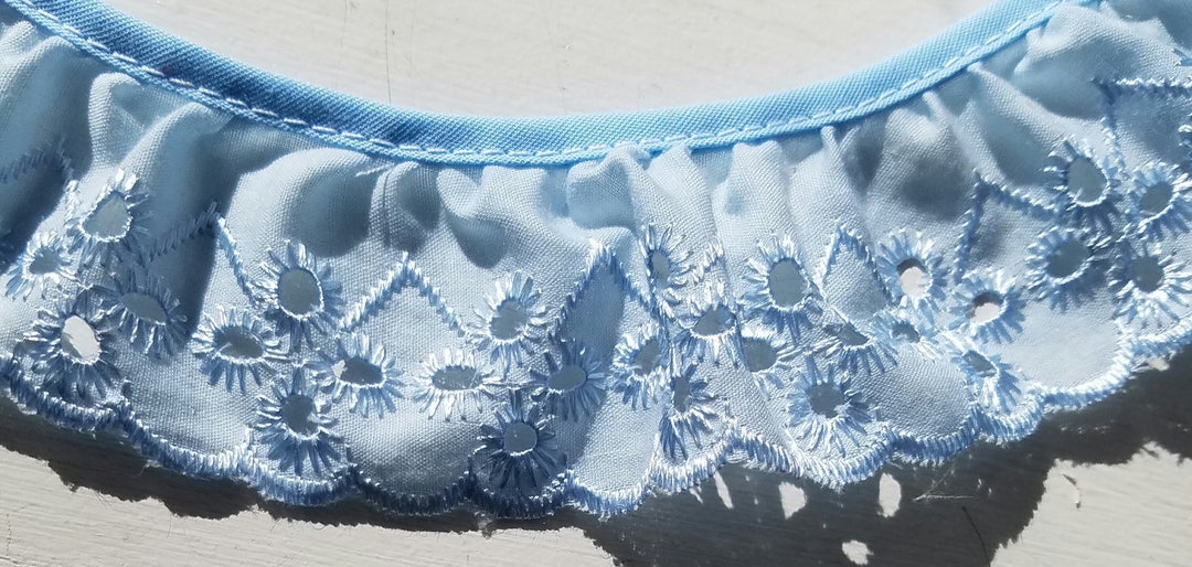 Eyelet 2" Ruffled in Blue for Baby Couture, Bedding, Blankets, Decor - Etsy