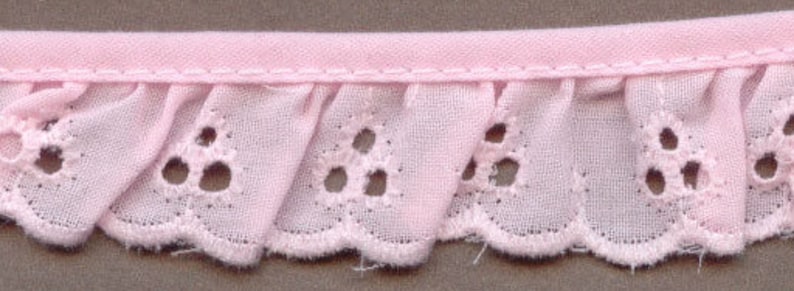 Eyelet Lace Ruffled Fabric Sewing Lace Trim Pink 1" for Baby Clothes ...
