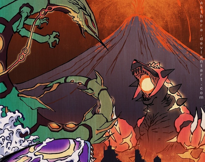 Clash of the Kaiju Print & Metal Print - Etsy
