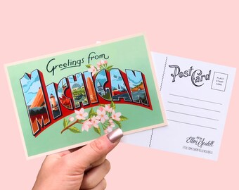 Michigan Postcard | Etsy