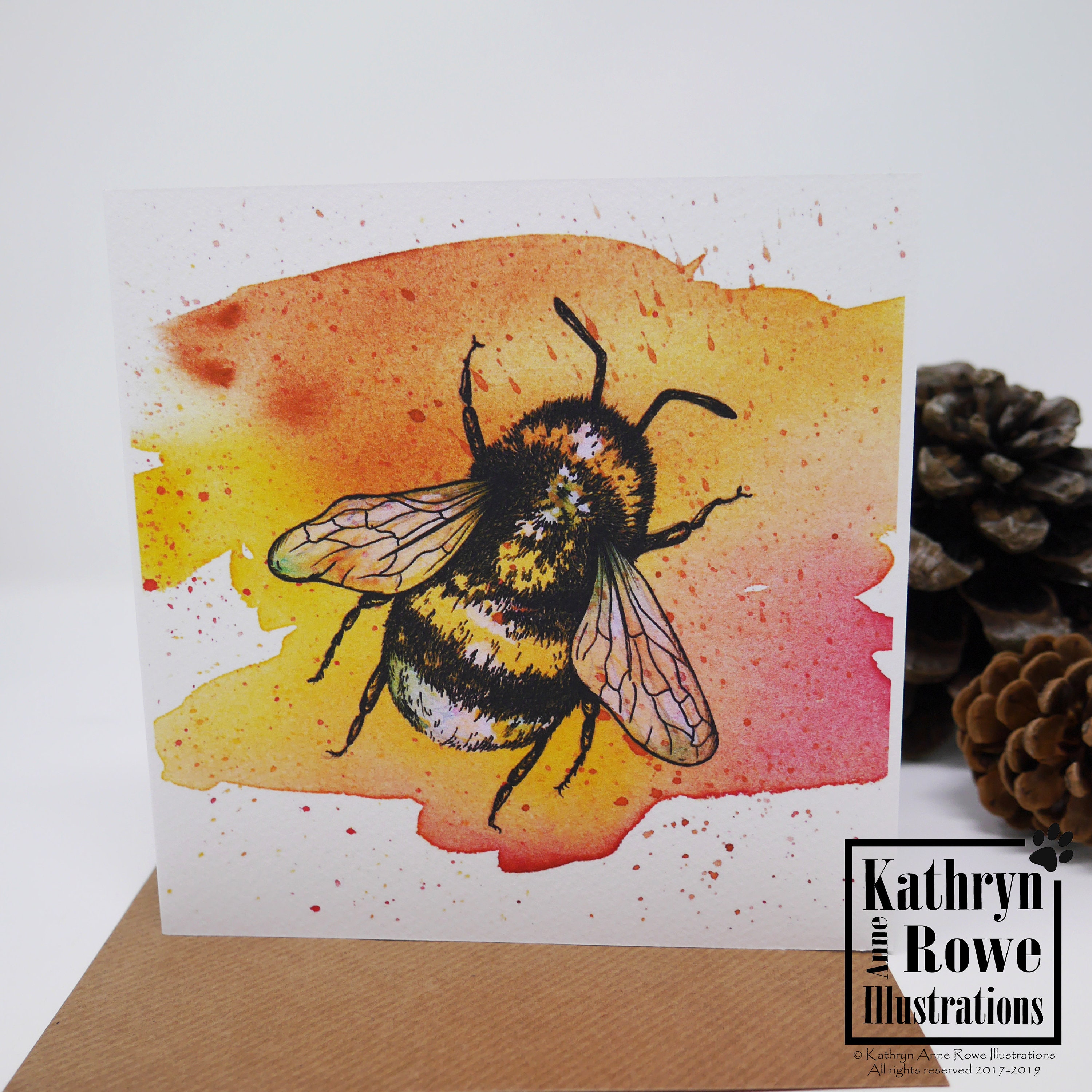 Greeting Cards Paper & Party Supplies Bumblebee card bee gift Bee card ...