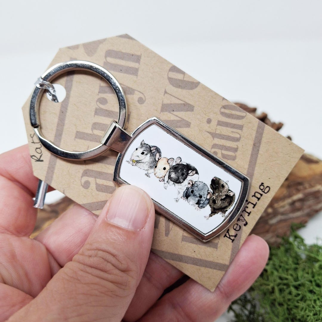 Rat, Rat Art, Rat Keyring, Rat Lover, Rat Gift, Small Pet Gift, Rodent ...